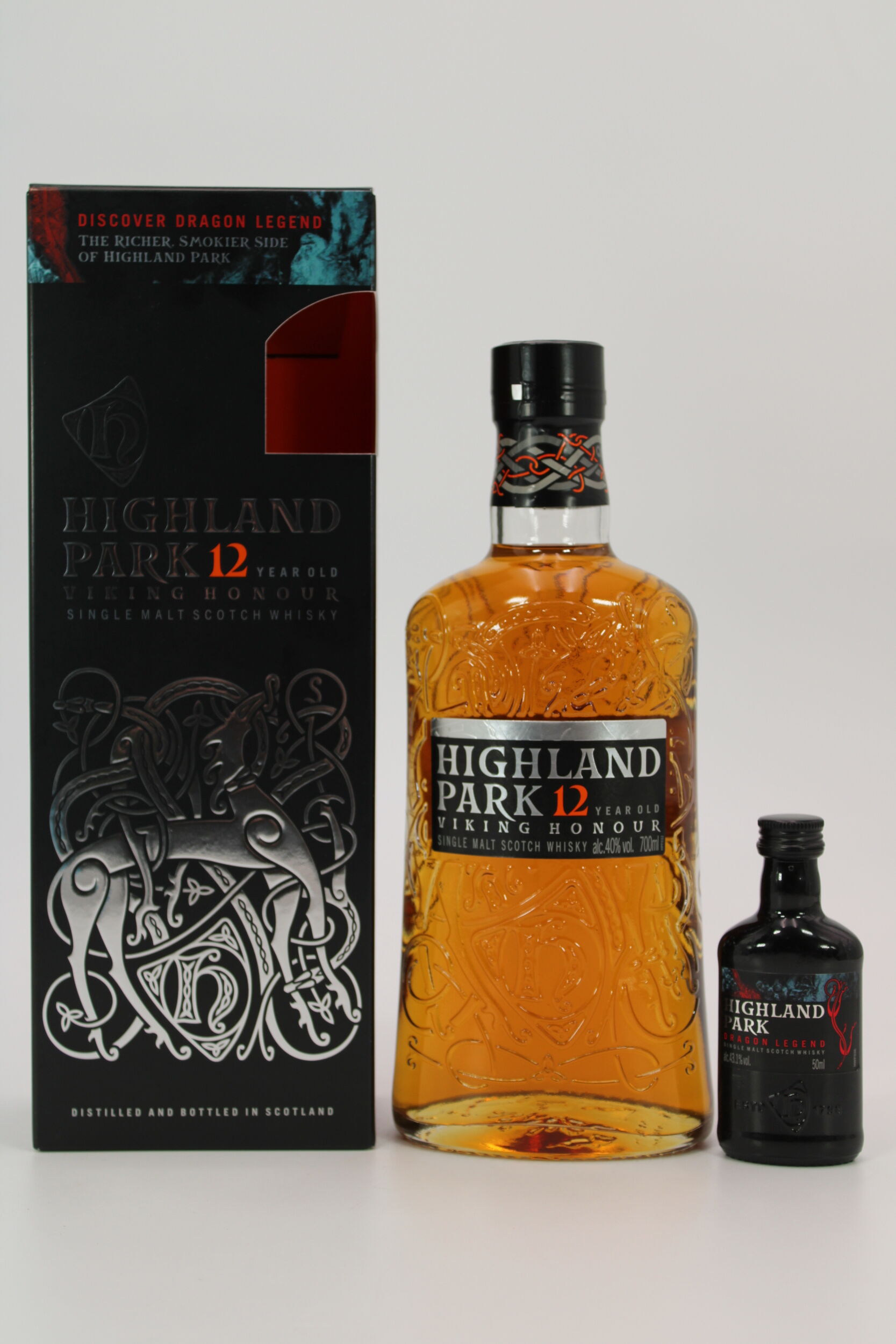 Highland Park - 12 Years Old - Viking Honour 70cl & Dragon Legend 5cl ...