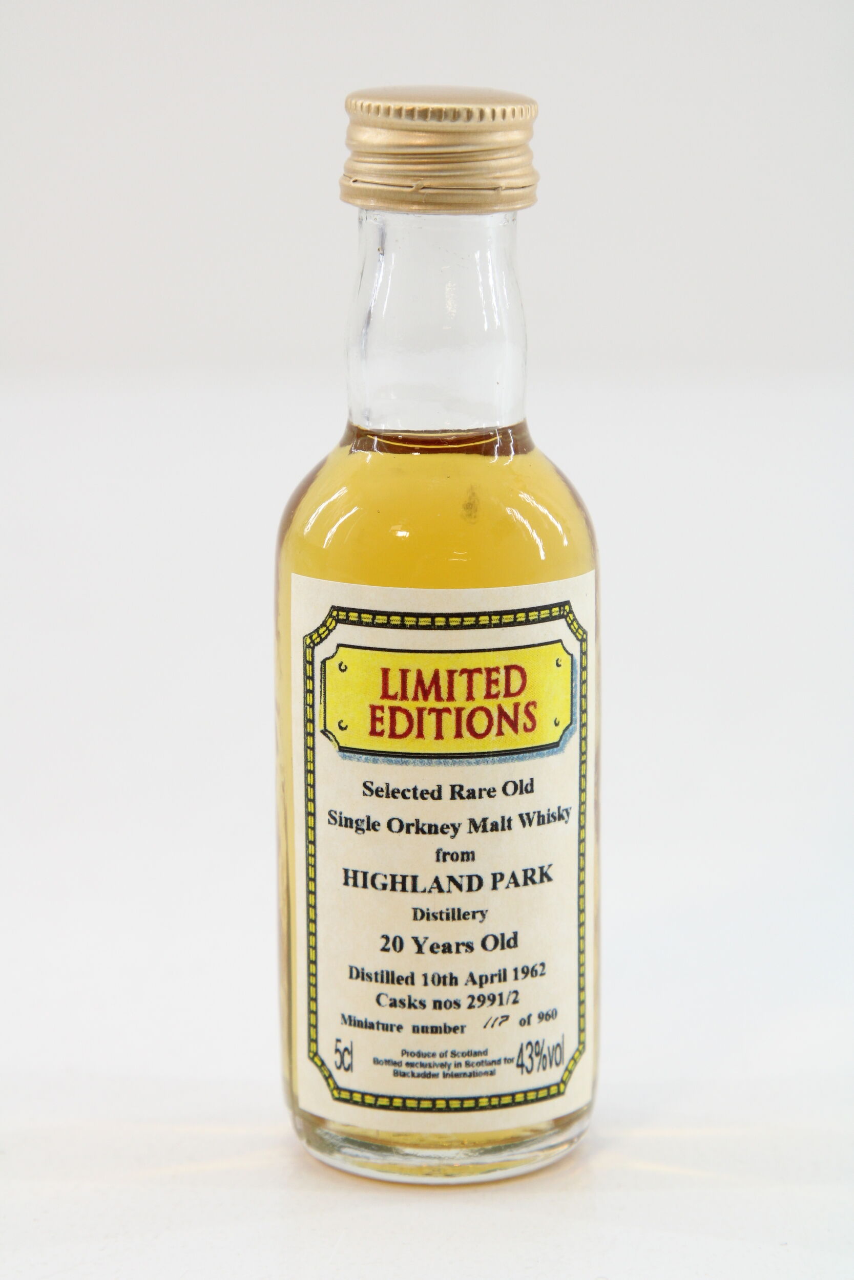 Highland Park - 20 Years Old - 1962 Blackadder - Miniature Auction ...
